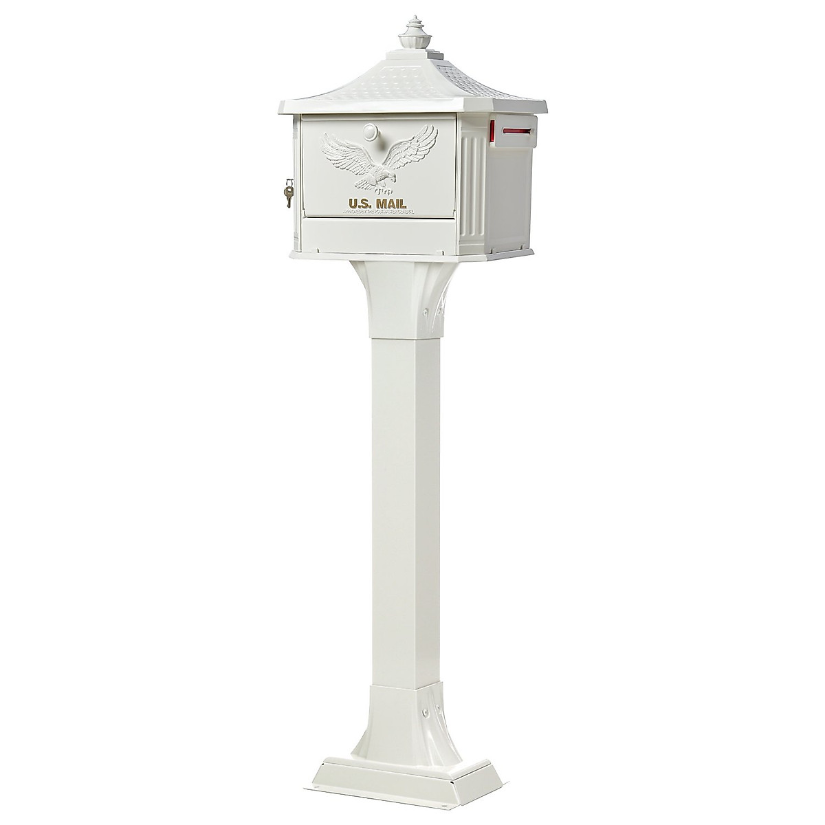 Gibraltar Mailboxes Hamilton Large Capacity Cast Aluminum White, Post-Mount Mailbox, HM200W00
