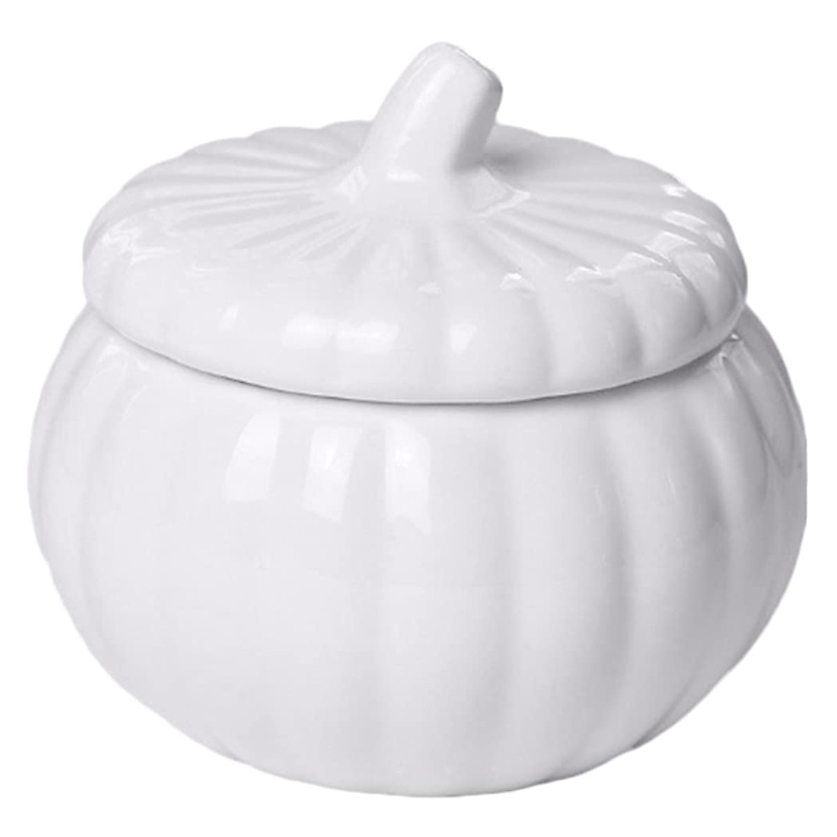 Artificial Pumpkin Bowl-JUSTDOLIFE White Pumpkin Bowl Ornament Ceramic Container Pumpkin Candy Tank Snack Decorative Jar Bowl with Lid Jewelry Box Organizer for Kitchen Cooking Halloween Decor