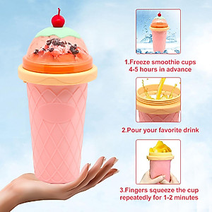 Slushie Maker Cup - DIY Magic Quick Frozen Smoothies Cup for Homemade Milk Shake Ice Cream Maker, Portable Cooling Cup, Double Layer Squeeze Slushy Maker Cup, Birthday Gifts for Kids,Friends,Family