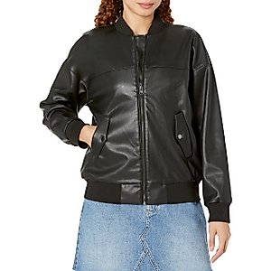 The Drop Women's Iman Vegan Leather Bomber, Black, M