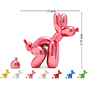 Artconal Balloon Dog Statue Decor, Shiny Pink Small Knick Knacks Decoration, White Elephant Funny Gag Gifts Package, Humorous Balloon Animal Art Decoration