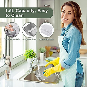 Vabaso Electric Lunch Box Food Heater, 2 in 1 Portable Heated Lunch Box for Car Truck Home Work Adults Food Heating, Leak Proof, 1.5L Removable Stainless Steel Container, 110V/12V/24V 60W