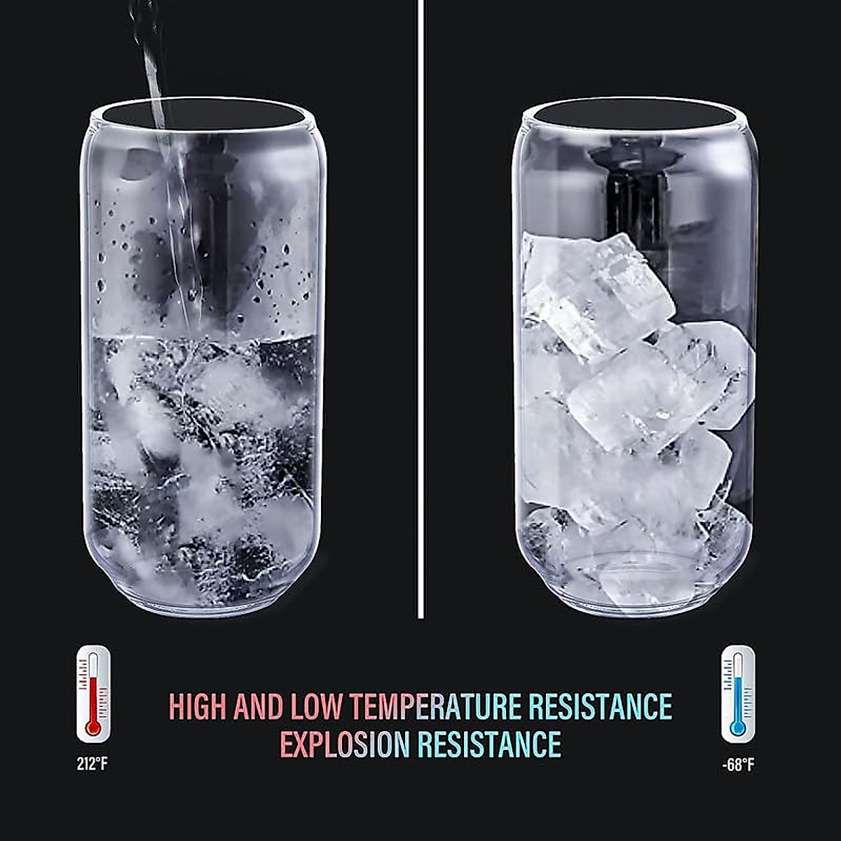 Flhivsa Drinking transparent cup 4pcs Set-20oz water Cups Tumbler Cup With Bamboo Lids and Straw Ideal for Soda Cocktail Whiskey Iced Coffee Iced Tea