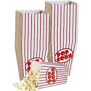 Kedudes Movie Night Popcorn Bags for Party (40pk) - Paper Popcorn Buckets - Red and White Popcorn Bags for Popcorn Machine, Movie Theater Decor Popcorn Container, Carnival Circus Party Popcorn Bowl