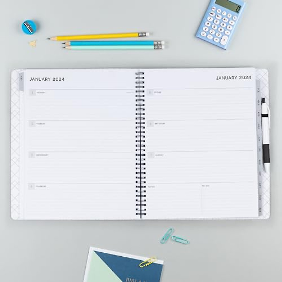 Blue Sky Aligned 2024 Weekly and Monthly Planner, 8.5" x 11", Heavyweight Cover, Semi Concealed Wirebound, Black (143588-24)