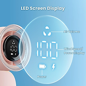 WITHOUSE Portable Handheld Fan,13000RPM Ultra high-speed Hand Fan Adjustable Turbo Mini Fan, 3000mAh Battery Rechargeable Personal Fan,Digital Display,Gifts for Women&Men Travel/Camping/Outdoor-Pink