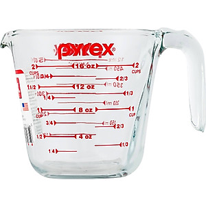 Pyrex Prepware 2-Cup Measuring Cup, Red Graphics, Clear