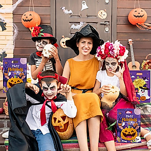 40 Pcs Happy Halloween Treat Bags with Handles-Trick or Treat Halloween Goodie Bags for Kids, Cute Ghost Pumpkin Halloween Plastic Candy Goody Gift Bags for Halloween Party Decorations Supplies Favors