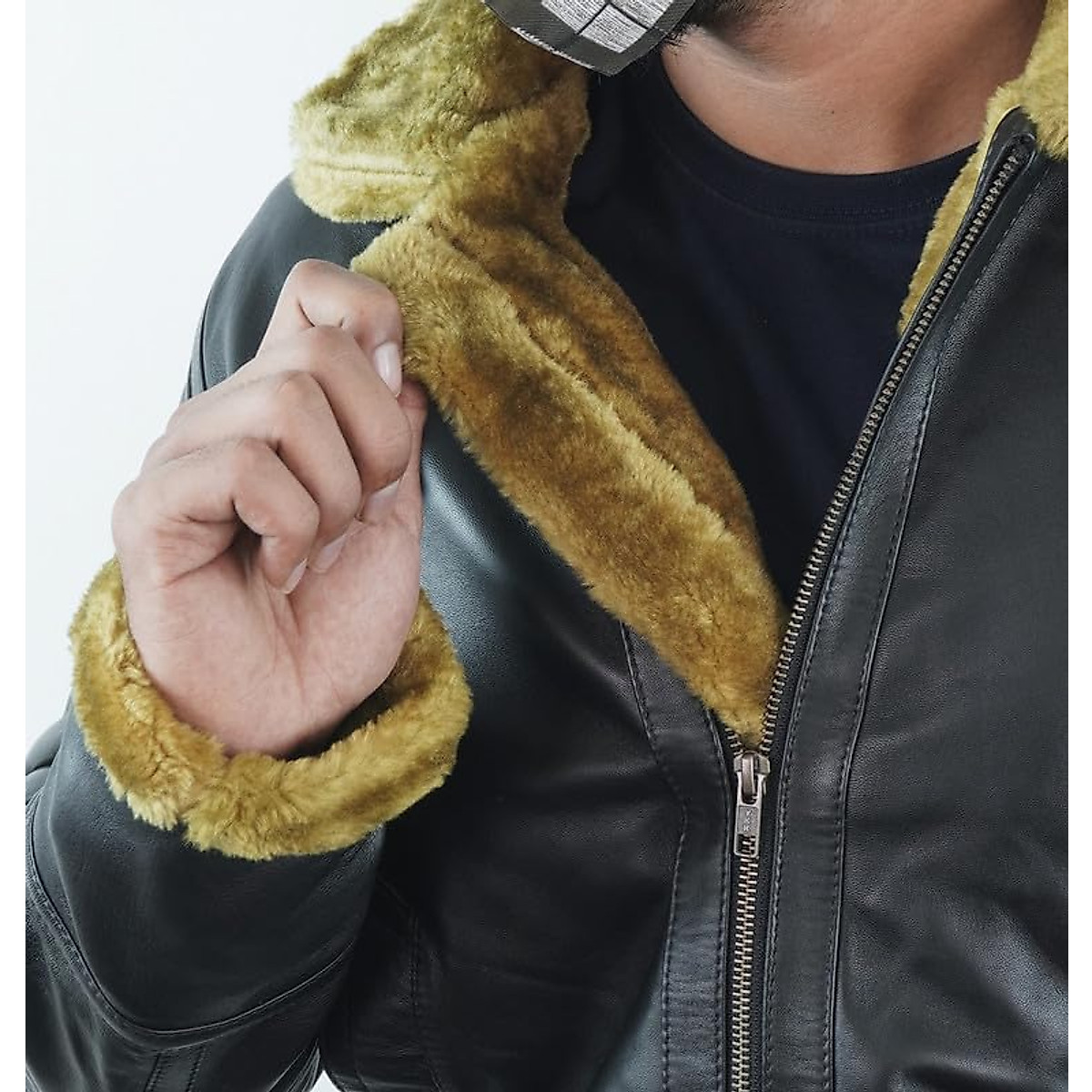 SpazeUp b3 men real shearling sheepskin flying ww2 aviator raf bomber jacket