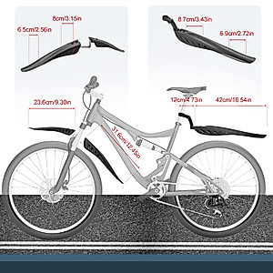 Bike Fender Set with 26ft DIY Reflective Tape, Adjustable Bicycle Fenders for 22"/24"/26"/27.5", 3 Parts-Universal Full Cover Thicken Widen, Front/Rear Mud Guards Fit for MTB Mountain Road Bike