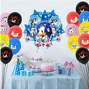 9 years old Birthday party balloons，Decorate the balloon，Birthday Sonic Balloons, Hedgehog Party Supplies Boy's 9th Birthday Balloon Decoration (17 pcs)