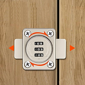 AMNGYOOK Keyless Cabinet Lock, Zinc Alloy 3-Digit Password Drawer Lock One-Way Door Latch for Cabinet, Drawer, Bathroom (Black)