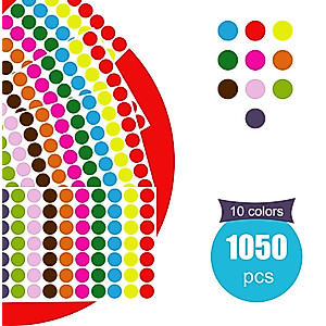 Blesstur 1050 PCS Dot Stickers- Circle Stickers, 10 Color Style Colorful Round Coding Label Sticker for Office,Student Classroom , 0.75 inches , 70 Labels per Sheet