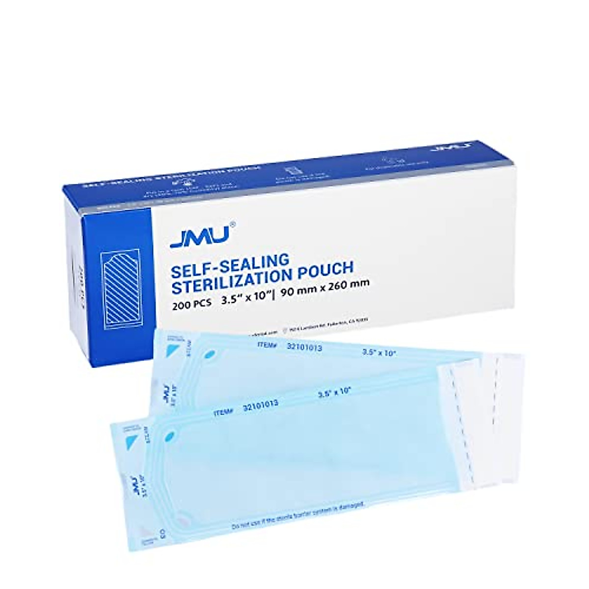 JMU Self Sealing Sterilization Pouches 3.5" x 10" (3.5x9) Autoclave Sterilizer Bags, 200/Box