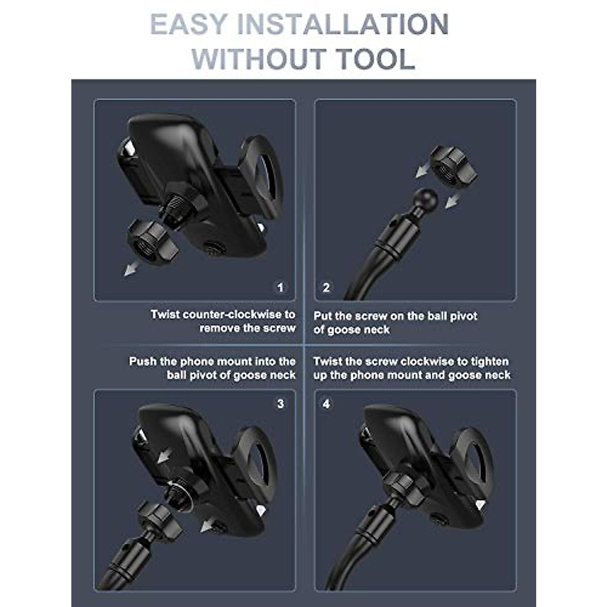 Car Cup Holder Phone Mount, Cup Phone Holder for Car 360° Adjustable Gooseneck Car Phone Holder for Cell Phone, iPhone,Samsung,Huawei,LG, Sony, Nokia GPS and More, Black