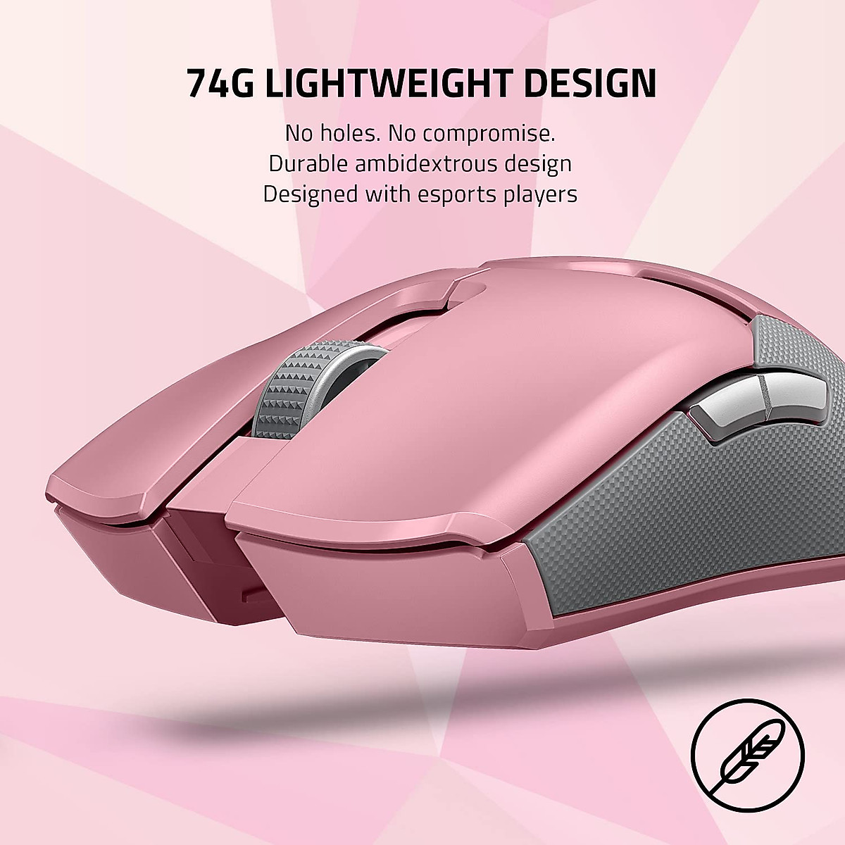 Razer Viper Ultimate Lightweight Wireless Gaming Mouse & RGB Charging Dock: Hyperspeed Wireless Technology - 20K DPI Optical Sensor - 78g - Optical Mouse Switch - 70 Hr Battery - Quartz Pink