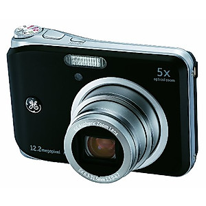 GE A1250-BK 12MP Digital Camera with 5X Optical Zoom and 2.5 Inch LCD with Auto Brightness - Black
