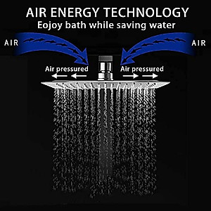 Rain Shower Head 12 inch, 304 Stainless Steel Large High Pressure Square Rainfall Showerhead for Bathroom, Easy to Install, Awesome Shower Experience