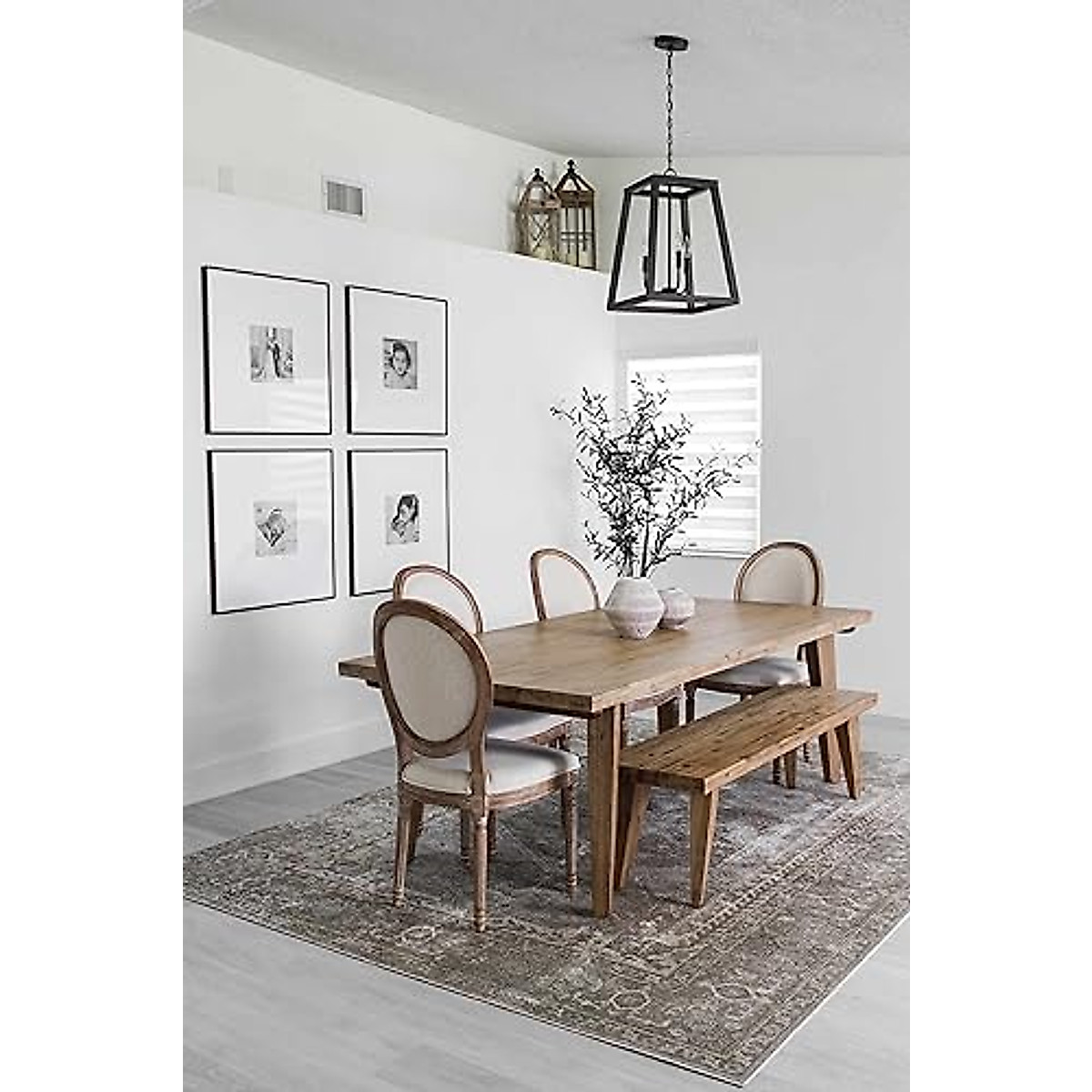 BoutiqueRugs Gael Farmhouse Area Rug - Machine Washable - Olive, Light Blue, Tan - 6'7" x 9'