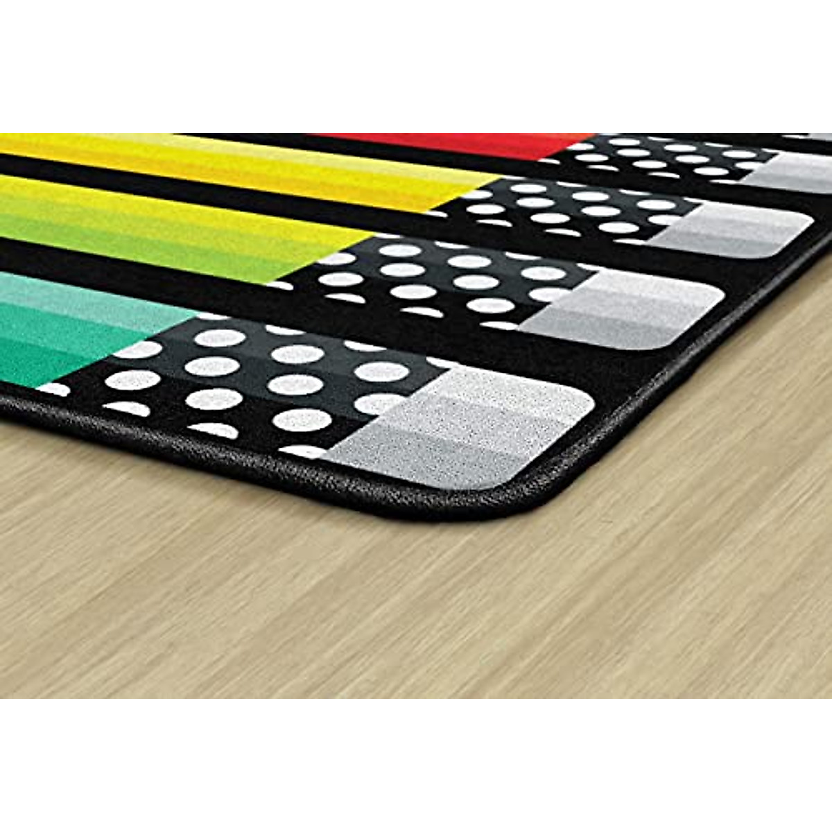 Flagship Carpets Schoolgirl Style Stylish Black & White Brights Pencil Classroom Area Rug for Indoor Classroom Learning or Kid Bedroom Educational Play Mat, 7'6" x 12', Multi