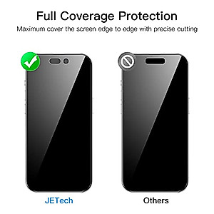 JETech Privacy Full Coverage Screen Protector for iPhone 14 Pro 6.1-Inch with Camera Lens Protector (NOT FOR iPhone 14 Pro Max 6.7-Inch), Anti-Spy Tempered Glass Film, 2-Pack Each