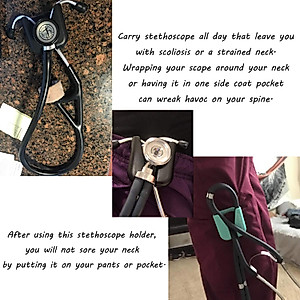 3PCS Stethoscope Holder Clip Waist Belt Stethoscope Hip Holder with Clip to Protect from Neck Carrying or Loss for Nurses Physicians (Cyan, Black, Red)