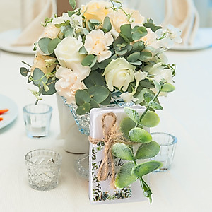 Demissle 60 Sets Mini Soap Favors Small Scented Soap Bars White Hand Soaps with Mini Faux Eucalyptus Greenery Gift Cards Organza Bags for Baby Shower Bridal Shower Gifts Wedding Birthday Party