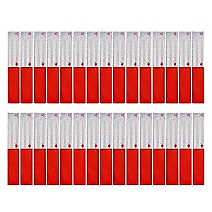 Reflective Tape 2" × 12" × 30 Pack Red/White Conspicuity Safety Caution Warning DOT-C2 Self-Adhesive Tape Trailer Reflector - for Cars, Trucks, Trailers, Boats, Signs