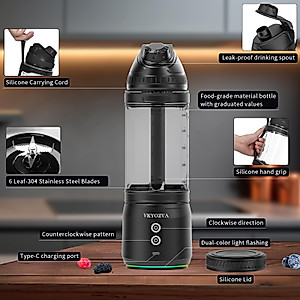 VKYOZVA Cordless Portable Blender Rechargeable individual Small Blender for Shakes and Smoothies 24oz BPA Free Personal Blender with Travel Lid Family Travel Gyms Office (Black)