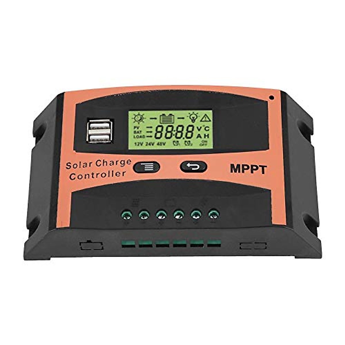 Solar Charge Controller-60A Solar Charge Controller, 12V/24V MPPT Solar Panel Controller Solar Panel Intelligent Regulator Auto Battery Controller with Dual USB Port and PWM LCD Display(60A)