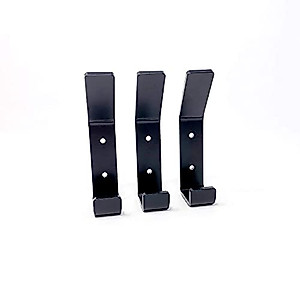 Bold MFG & Supply Metal Double Hook (3 Pack) - Modern, Industrial, Farmhouse, Black Hook, Steel Wall Slant Hook, Coat Hooks, Utility Bent Hook