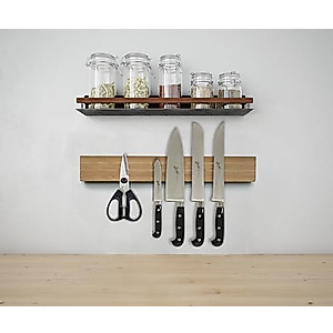 JN Home - Magnetic Knife Strip Bamboo 16 inch - multipurpose versatile hanging, no drill option, self adhesive, modern, clean