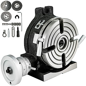 BestEquip Rotary Table 6inch(150mm) Horizontal Vertical Milling Table 2/5inch(10mm) 4-Slot Milling Rotary Table MT-2 Rotary Table for Milling with Indexing Plate Set for Precision Milling Drilling