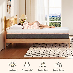 koorlian Full Size Mattress, 10 Inch Gel Memory Foam Mattress for Cooling Sleep & Pressure Relief, Full Bed Mattress in a Box with Breathable Knitted Cover, Fiberglass Free, Orange