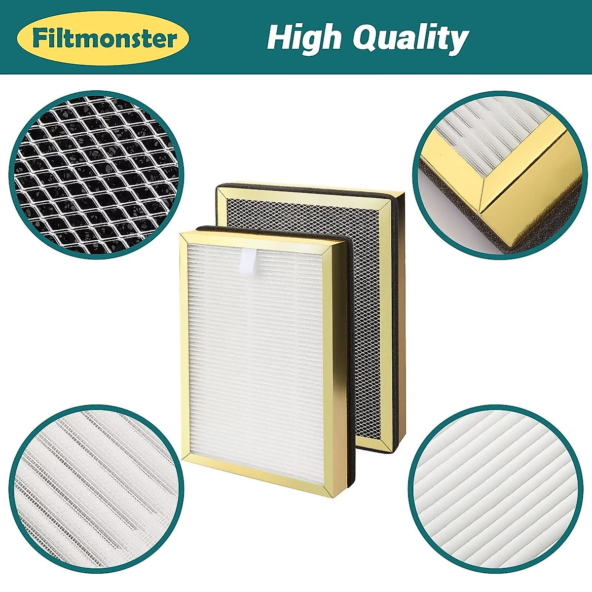 Filtmonster Upgraded MA-25 H13 True HEPA Replacement Filter for MA-25 Air Purifier，3-in-1 True HEPA, Activated Carbon and Pre-Filter（2 Set）