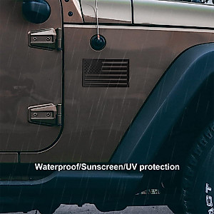 BESULEN 3D American Flag Emblem Decal, 2 Pack Acrylic Cut-Out Military Patriotic Sticker, Matte Black Auto Bumper Door Window USA Flag Emblem, Car Exterior Accessories for Truck, SUV, Motorcycle