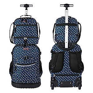 seastig Rolling Backpack 18in Wheeled Backpack with lunch bag and Pencil Case Set Roller Backpack Laptop Backpack Adults Kids