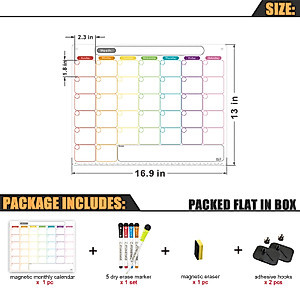 Dry Erase Calendar Kit- Magnetic Calendar for Refrigerator - Monthly Fridge Calendar Whiteboard with Extra-Thick Magnet Included Fine Point Marker & Eraser & Holes for Wall Hanging