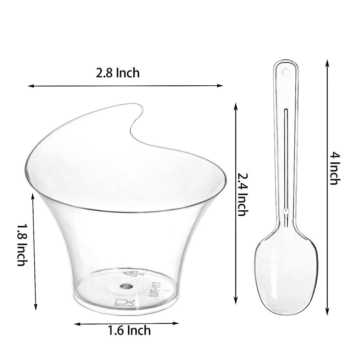 Nicunom 100 Pack Mini Dessert Cups with Spoons, 3.5 Oz Plastic Dessert Cups Clear Parfait Appetizer Cup, Small Serving Bowl for Ice Cream Mousse Tasting Party Sample Appetizers