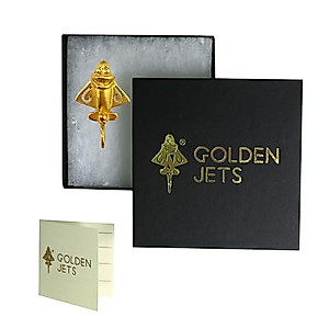 Across The Puddle, Ancient Golden Jet-3 Lapel Pin | 24k GP Golden Flyer | Pre-Columbian Quimbaya Pin Airplane Jet | Ancient Aircraft | Ancient Astronauts | Original Golden Jets Collection