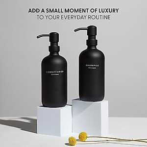 MaisoNovo Glass Soap Dispenser & Bathroom Counter Tray | Bathroom and Kitchen Set w.Dish Soap Hand Soap and Vintage Lotion Dispenser Set Waterproof Labels & Bathroom Trays for Counter & Soap Dispenser