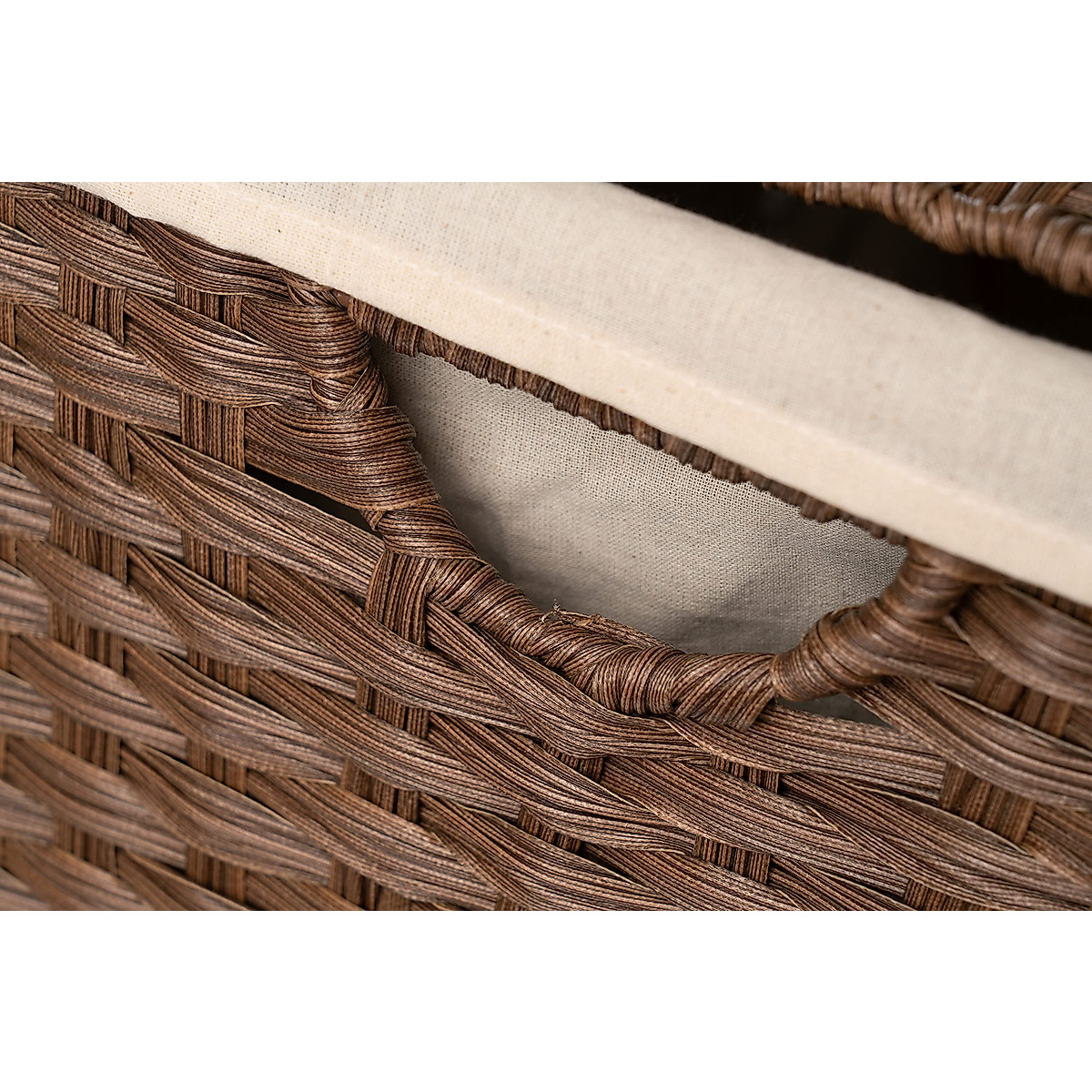 Blue Ridge Basket Company Synthetic Wicker Laundry Hamper Basket with Lid and Liner (Brown)