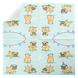 144 Piece Pug Party Supplies, Dog Birthday Decorations with Paper Plates, Napkins, Cups, and Cutlery (Serves 24)