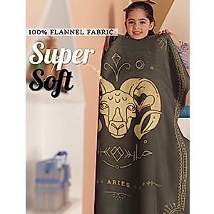 InnoBeta Aries Gifts Zodiac Astrology Sign Bed Flannel Blanket Throws, Birthday for Women Men, Constellation Gifts for Friends, Girlfriend, Wife (50"x 65")