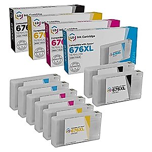 LD Products Remanufactured Ink Cartridge Replacement for Epson 676XL T676XL High Yield (2 Black, 2 Cyan, 2 Magenta, 2 Yellow, 8-Pack) Workforce WP-4020 WP-4530 WP-4540 WP-4010 WP-4023 WP-4090 WP-4520