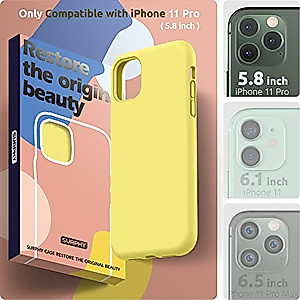 SURPHY Compatible with iPhone 11 Pro Case 5.8 inches, Thickened Liquid Silicone Phone Case (with Microfiber Lining) for 11 Pro 2019, Yellow