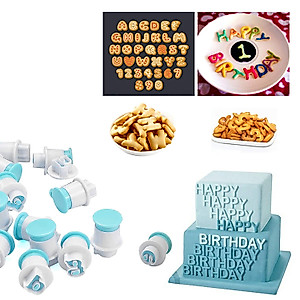 3 Set Fondant Alphabet/Letter Cutters and Number set,Cake Biscuit Mold,Cake Decorating Tools, Cookie Stamp Impress,Embosser Cutter,DIY Sugar Cookies Chocolate Plunger(Number and Letters)…