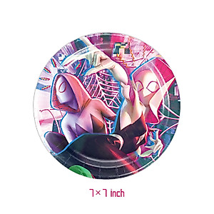 Spider-Gwen Party Supplies Tableware Cover Plates And Napkins Tablecloth Birthday Party Table Decoration Across the Spider Verse For 10 Guests Treat