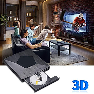 Wihool External Blu Ray CD DVD Drive, Portable 3D Blu-ray Drive USB 3.0 and Type-C DVD Burner Optical Bluray CD DVD Reader for Mac OS, Windows xp/7/8/10, Laptop PC
