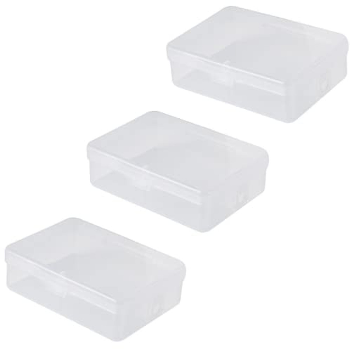 3Pcs Rectangle Accessories Storage Box with Hinged Lids, 3.5x2.7x1.1inches Plastic Storage Containers for Beads, Earplugs, Crafts, Jewelry and Hardware, Classified Storage to Keep The House Tidy